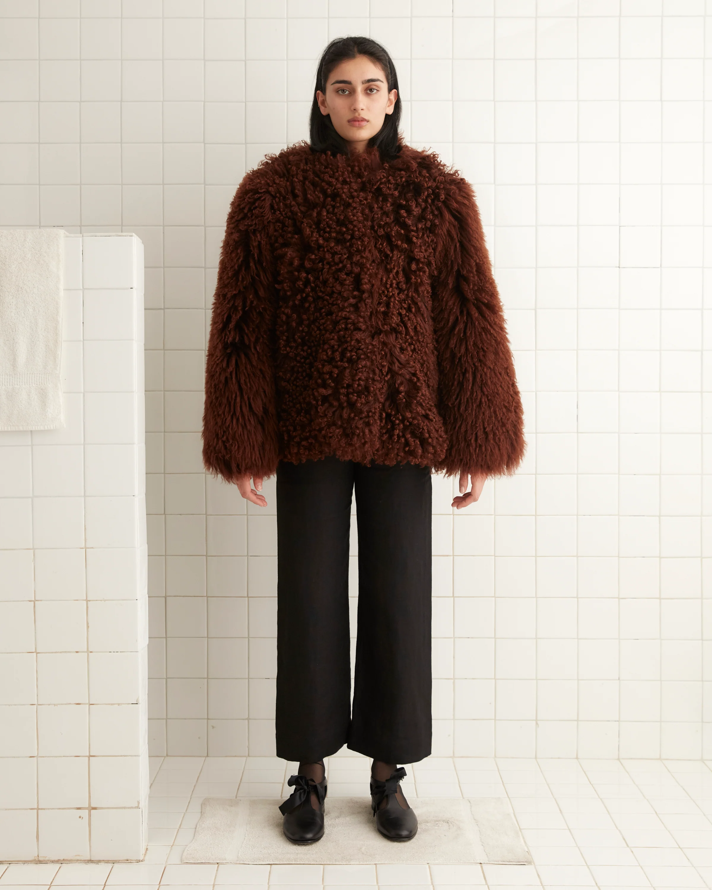 Crane Shag Shearling Coat - Brown - BODE